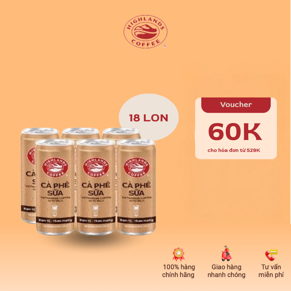 COMBO 3 LỐC CÀ PHÊ SỮA ĐÓNG LON HIGHLANDS COFFEE - LỐC 6 LON 235ML | Shopee Việt Nam