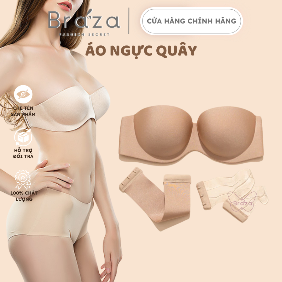 Áo Ngực Quây Chống Tuột Không Dây Cúp Ngực Hở Lưng Tặng Dây Trong Dây Ngang Thay Thế Braza - 218 ...