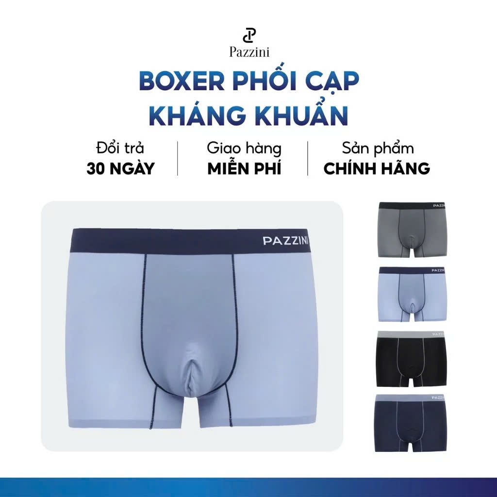 Quần lót nam boxer PAZZINI thun lạnh xuất xịn cao cấp, quần sịp nam co ...