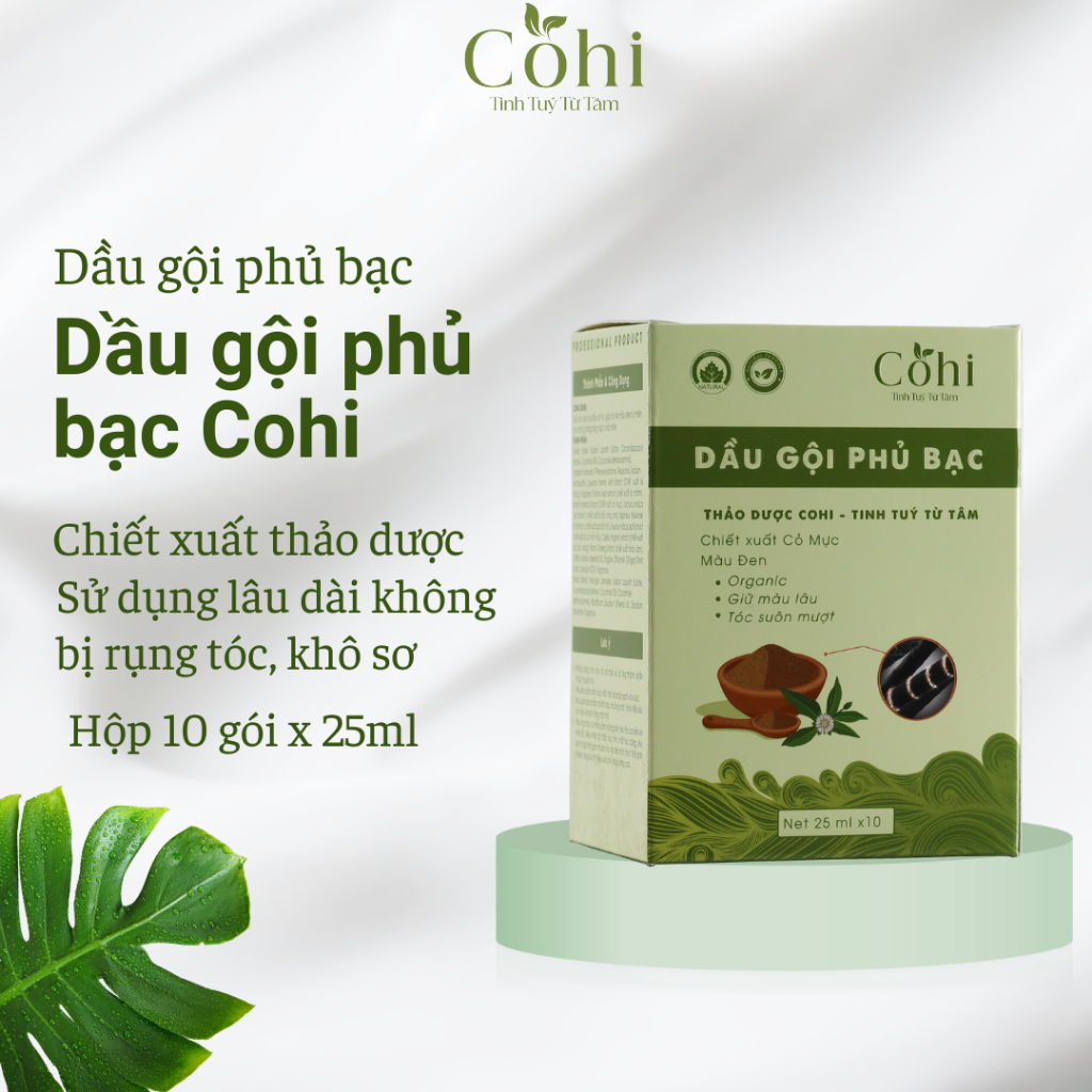 Hộp dầu gội phủ bạc dạng gói COHI nhuộm tóc thảo dược thành phân thiên ...