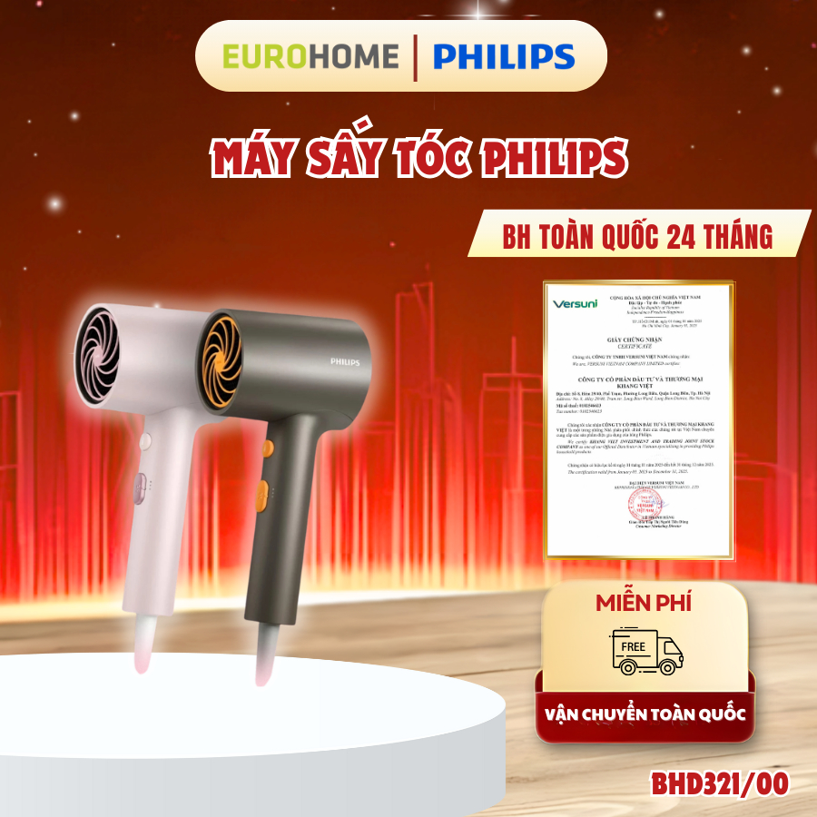 Máy sấy tóc Philips series 3000 BHD321/00, công suất 1600W, bảo hành 2 năm | Hàng chính hãng ...
