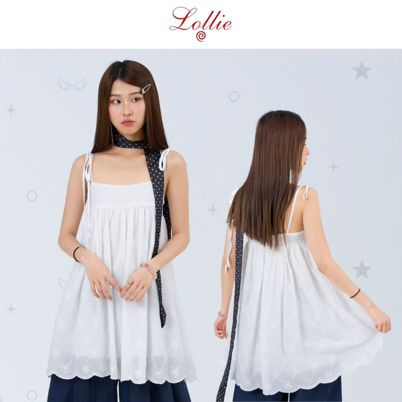 LOLLIE STUDIO - Áo kiểu thêu nơ buộc nơ bo chun lưng Dolly Top TKA435 ...