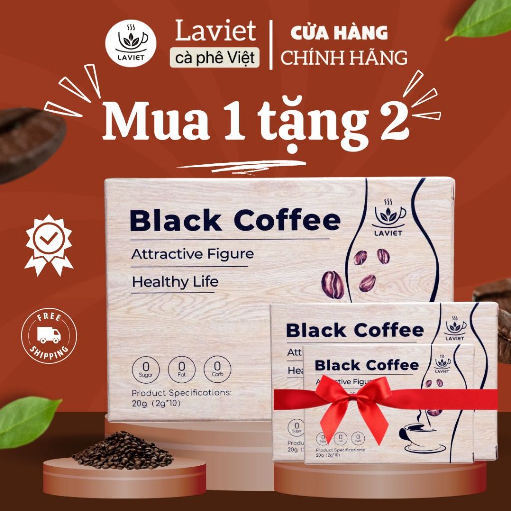 [MUA 1 TẶNG 2] Cà phê đen hòa tan Laviet Black Coffee hộp 10 gói x 2g ( không đường) | Shopee ...