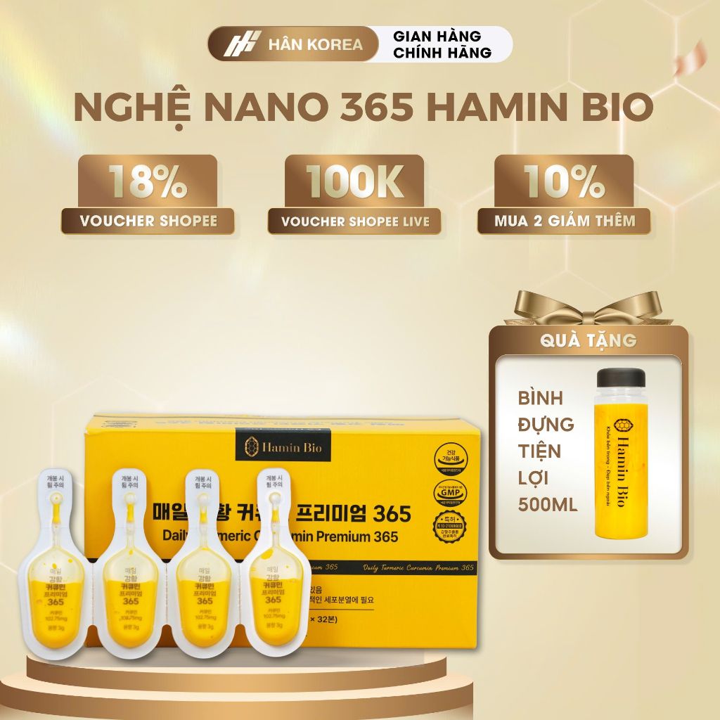 Tinh Nghệ Nano 365 Hamin Bio 32 Tép - Giảm trào ngược, đau dạ dày cho ...