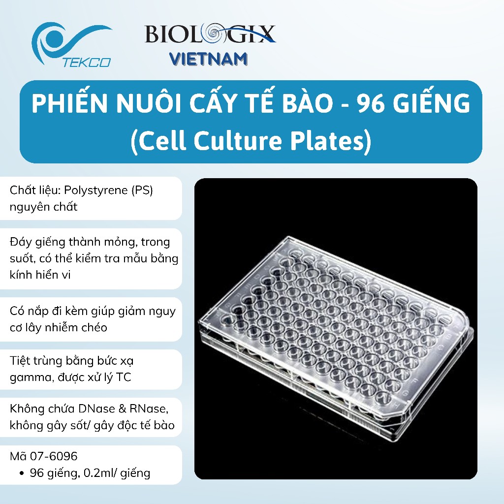 Phiến nuôi cấy tế bào 96 giếng, tiệt trùng 1 cái/túi (Cell Culture ...