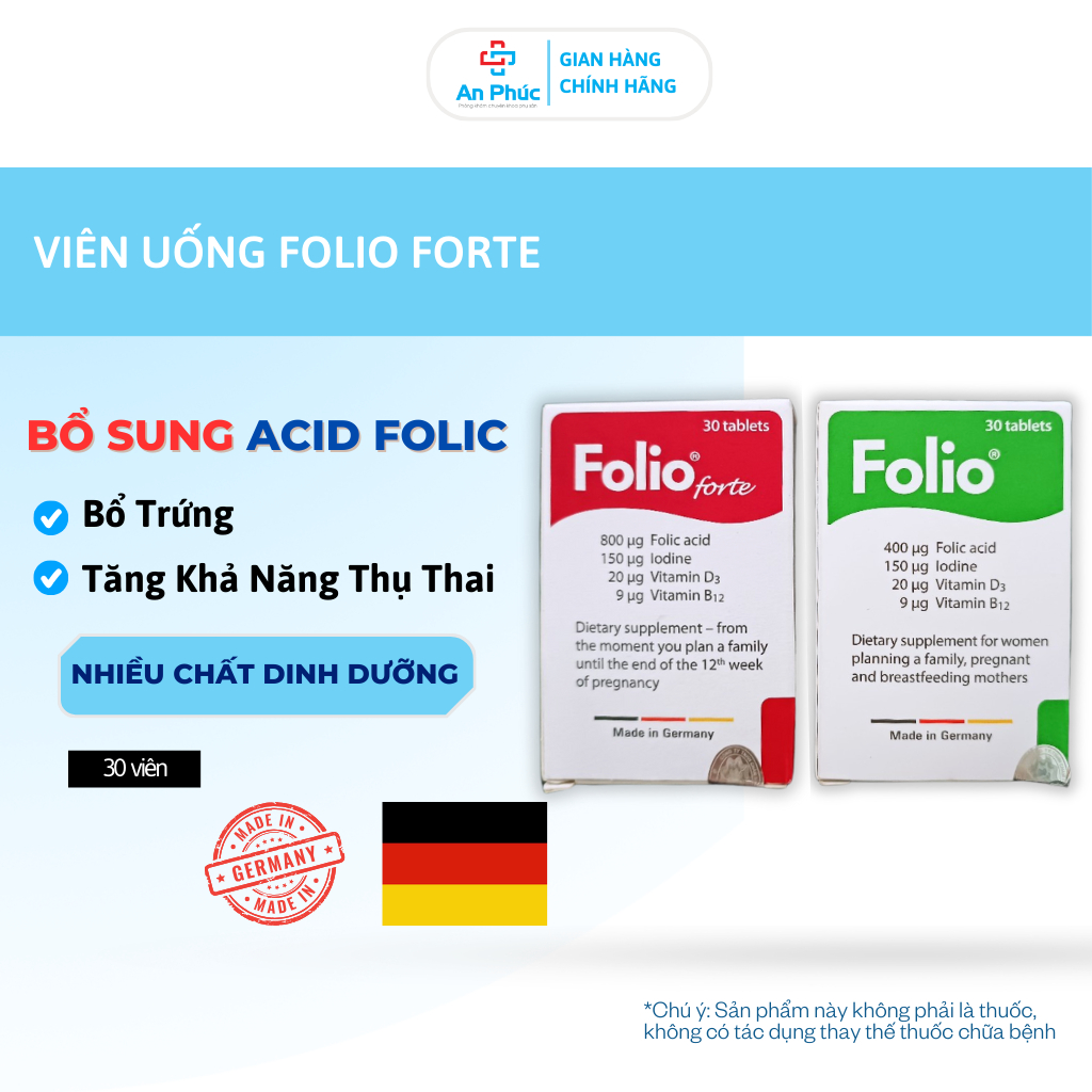 Viên uống Folio Forte - Bổ Trứng, Bổ Sung Iod, Acid Folic, Tăng Khả ...