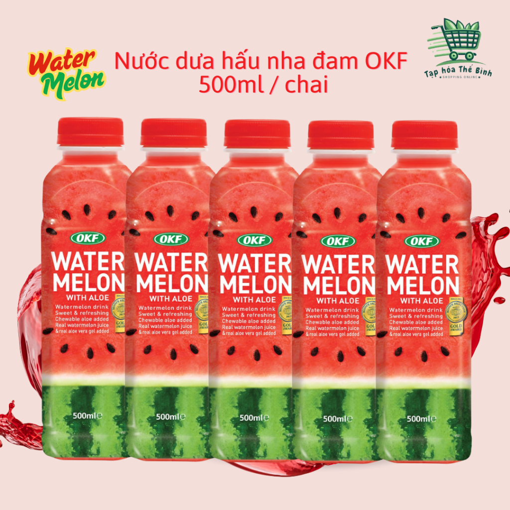 Nước dưa hấu nha đam OKF Water melon (nước dưa hấu thạch nha đam) 500ml ...