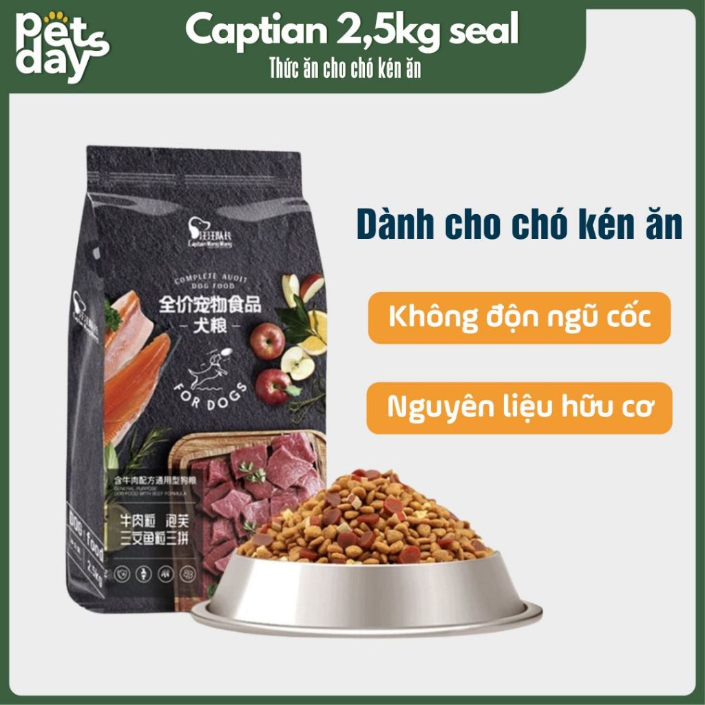 Hạt Captain Túi 2,5kg 5kg Siêu Toping Dành Cho Cún Biếng Ăn, Không Độn ...