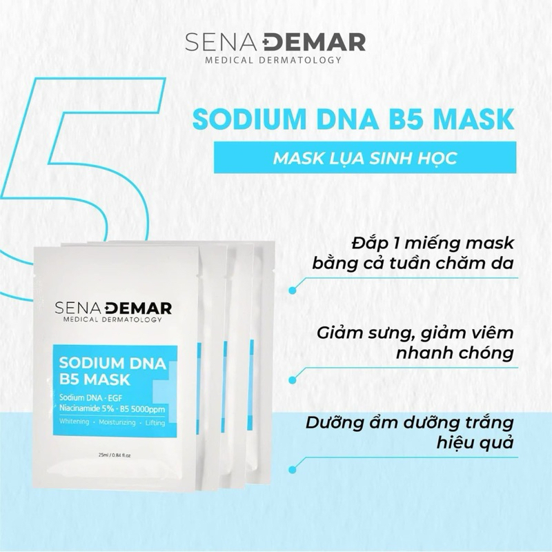 Mặt nạ Sena Denar sodium DNA B5 mask Hàn Quốc 25ml hạn 2027 mặt nạ Senademar T1 | Shopee Việt Nam