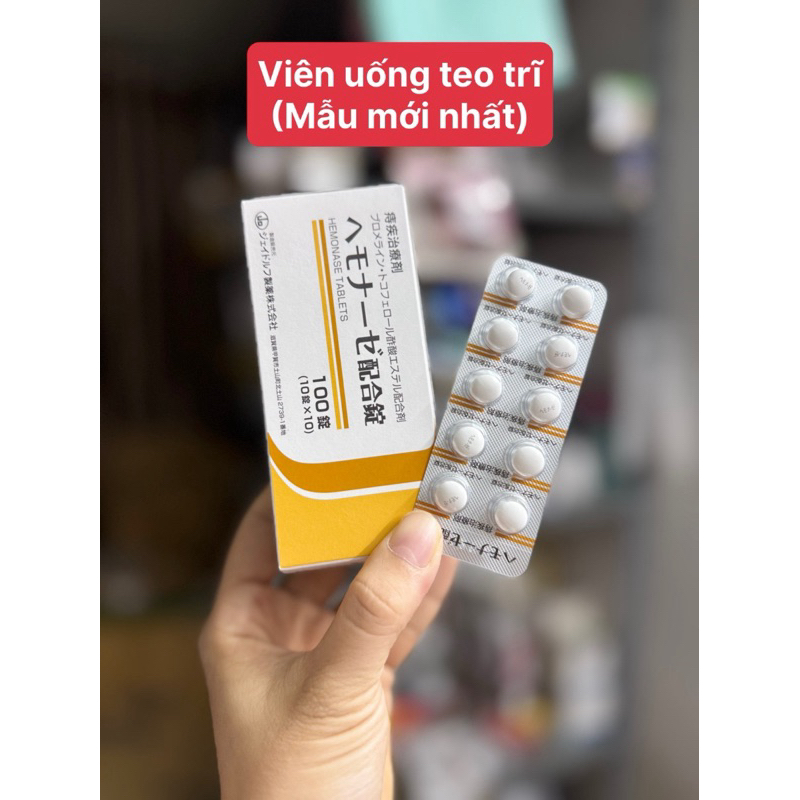 Hộp nguyên 100 viên uống hỗ trợ co teo búi trĩ Hemonase Nhật Bản ...
