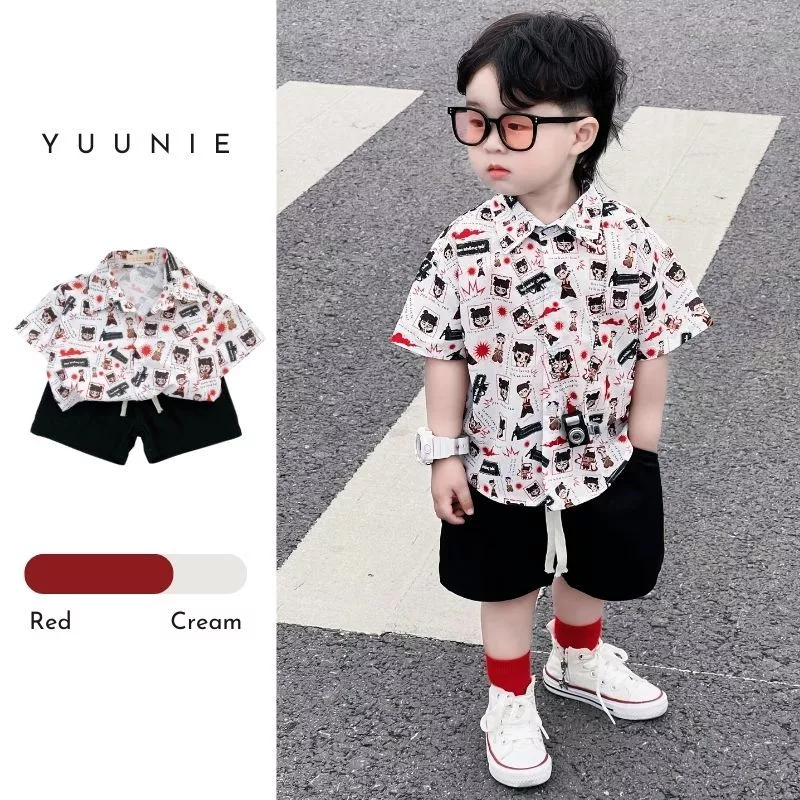 Set quần áo Natra bé trai, hoạt hình dễ thương Yuunie, áo sơ mi chất ...