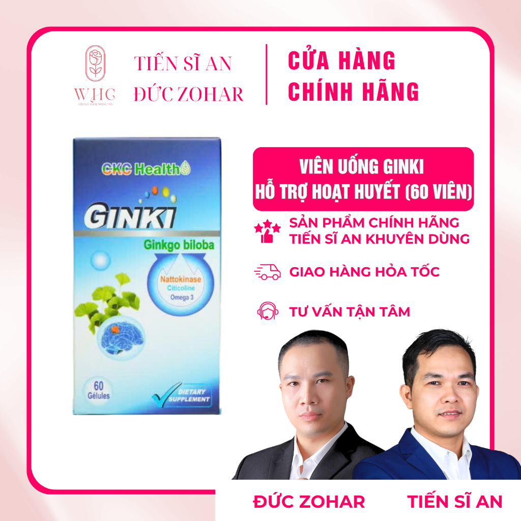 Viên uống Ginki (Bổ sung Ginkgo Biloba & Nattokinase) hỗ trợ tăng cường ...