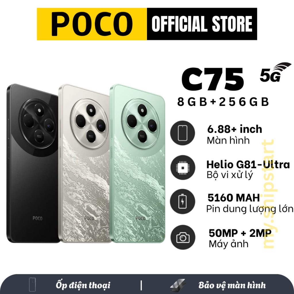 Điện Thoại XIAOMI POCO C75 (8GB+256GB) | Màn hình 6,88" | Pin 5160mAh ...