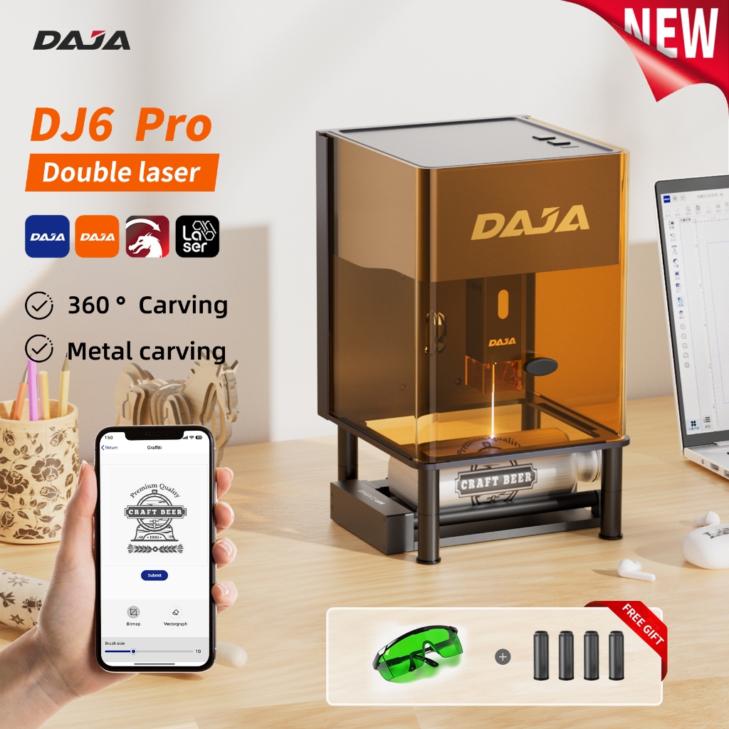 Daja DJ6 Pro Laser khắc mới kim loại không gỉ in acrylic kraft giấy gỗ ...