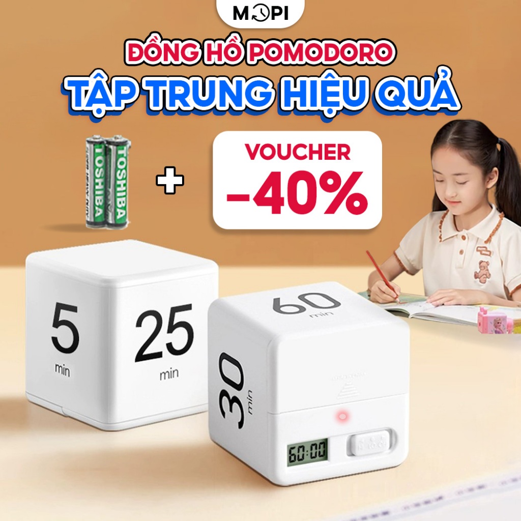 Đồng hồ Pomodoro đếm ngược,mopi timer quản lý thời gian trẻ em, hẹn giờ ...