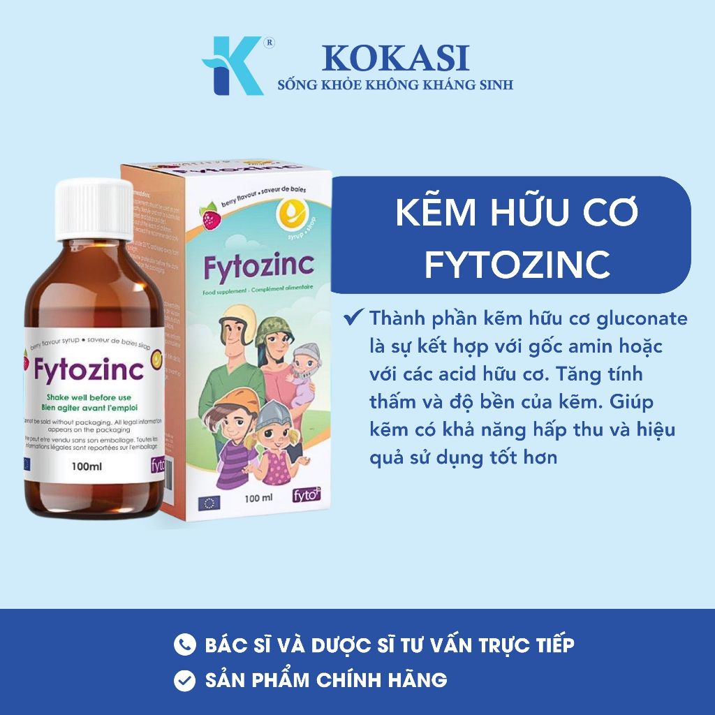 (DATE 1/2/2028) Kẽm Hữu Cơ Fytozinc (100ml) - Hỗ Trợ Bé Ăn Ngon, Tăng ...