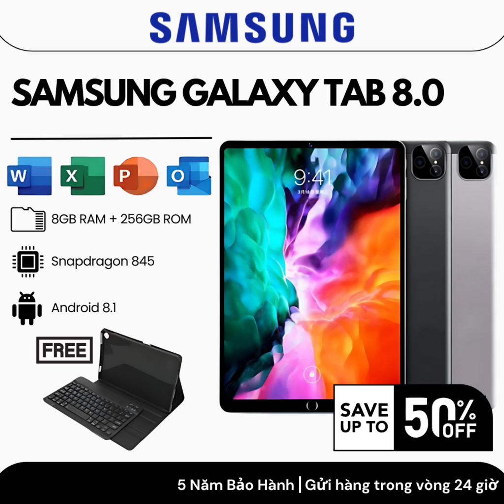 Máy tính bảng SAMSUNG TAB 8GB + 256GB Máy tính bảng HD l Android 8.1 l ...