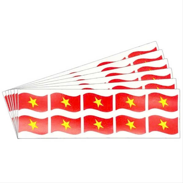 500 Tem Dán nhựa PVC siêu dính - Sticker có keo - cắt sẵn lá cờ Việt ...