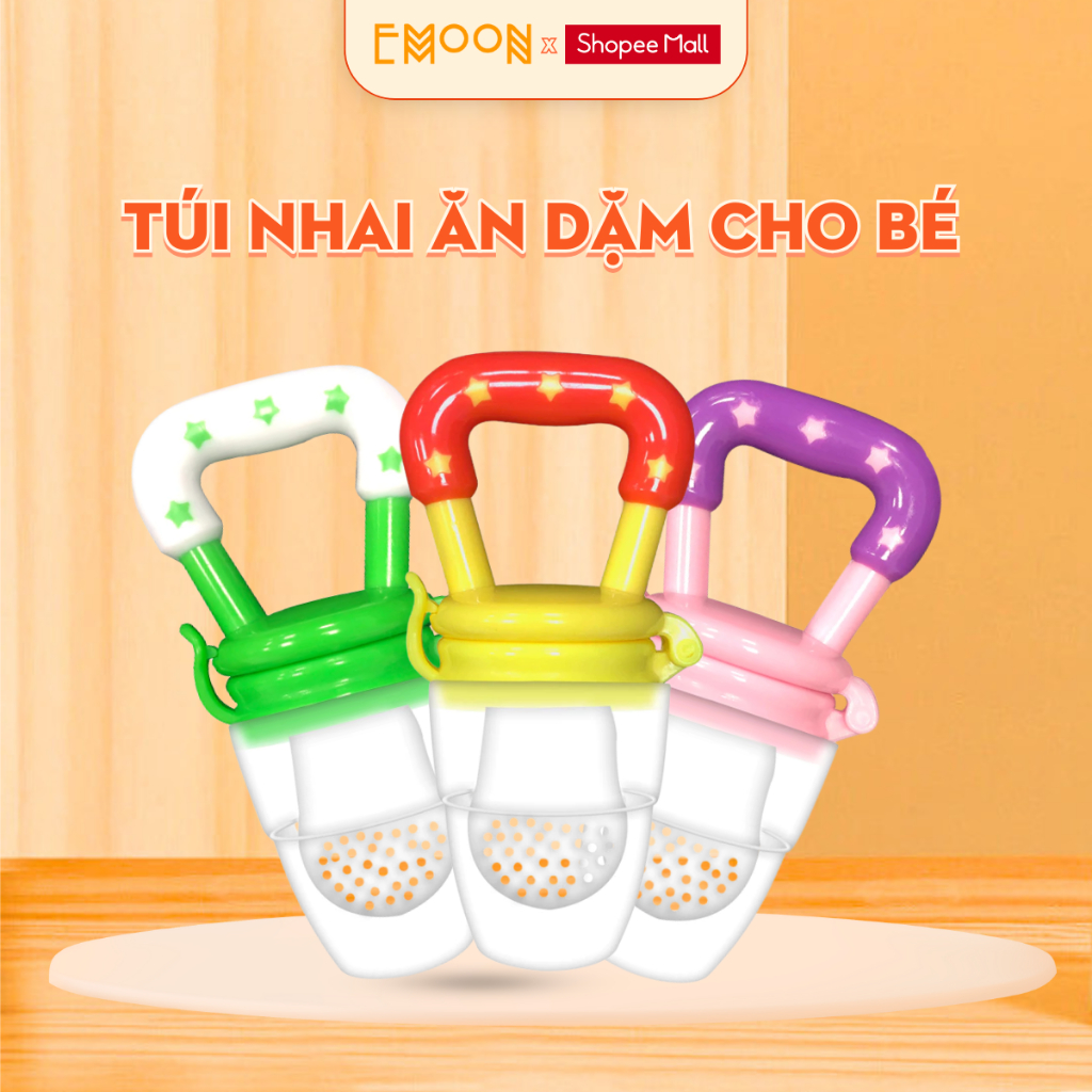Túi nhai ăn dặm silicone Emoon cho bé từ 4 tháng tuổi giúp bé tập nhai ...