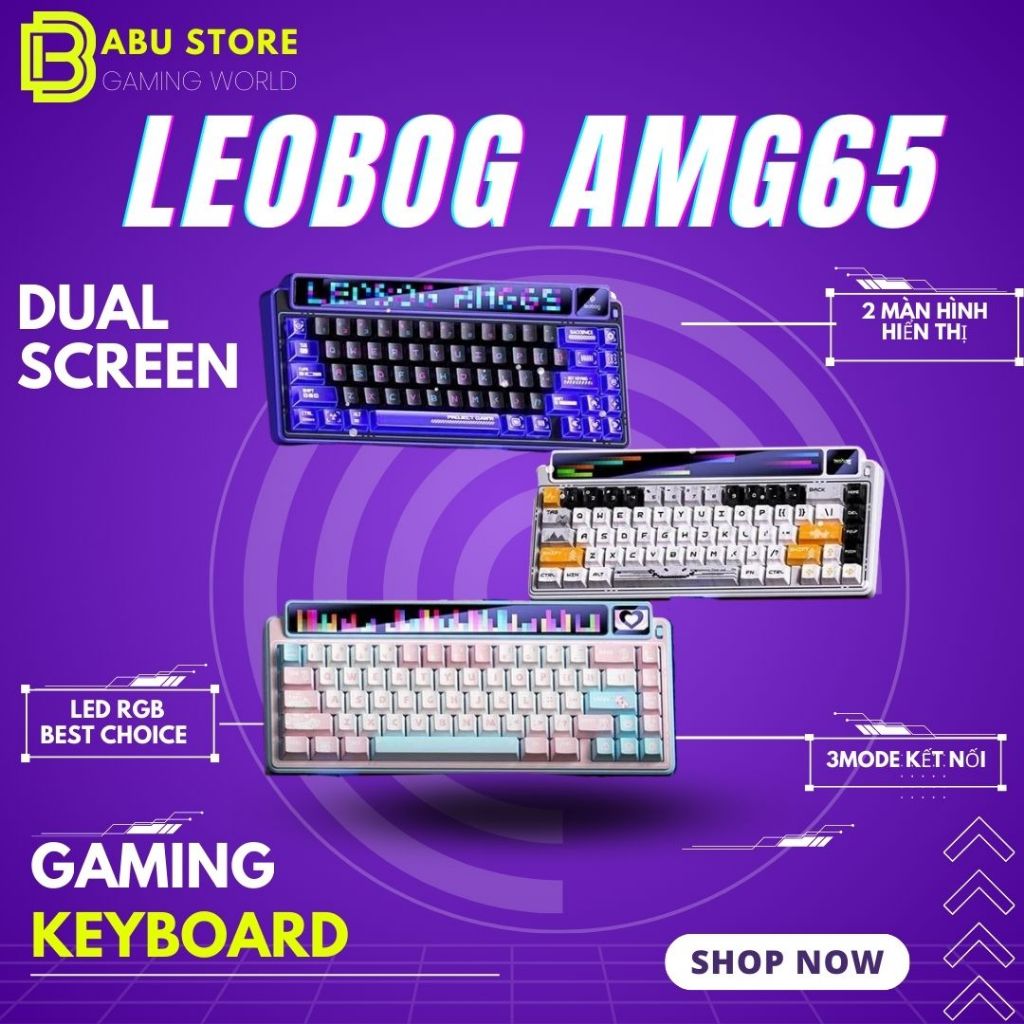 Leobog AMG65 3 mode kết nối phím cơ 65% tích hợp màn hình ma trận, âm gõ siêu đỉnh | Shopee Việt Nam