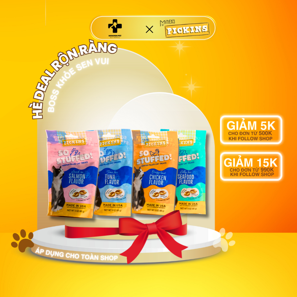 Thức ăn vặt cho mèo nhiều hương vị Mittens Pickins So Stuffed túi 85g ...
