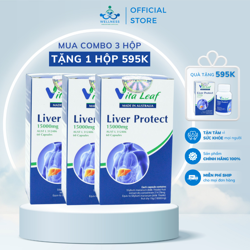 Combo 3 hộp viên uống giải độc gan Liver Protect 15000mg VITA LEAF ...