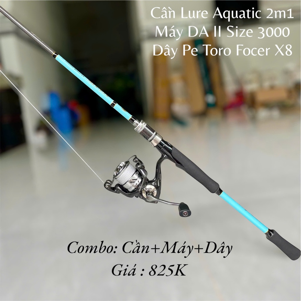 [Combo Máy Đứng] Cần Lure Aquatic 2m1 + Máy Câu DA II size 3000 + Dây ...