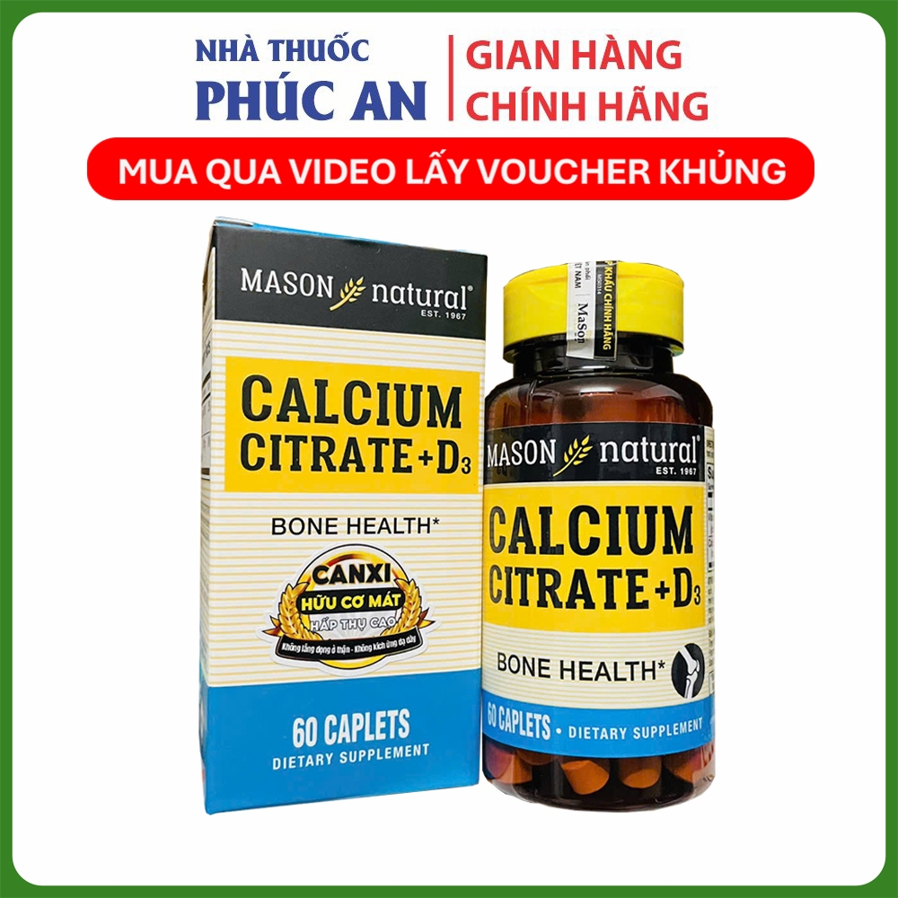 Viên uống bổ sung Canxi hữu cơ + Vitamin D3 cho bà bầu Mason Natural ...