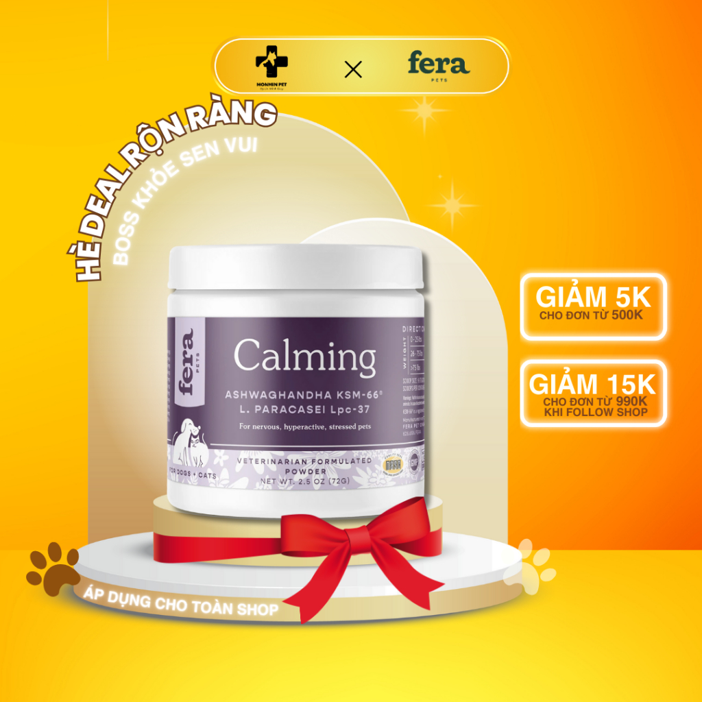 Bột bổ sung Fera Pets Calming hỗ trợ làm giảm căng thẳng, lo âu cho chó ...