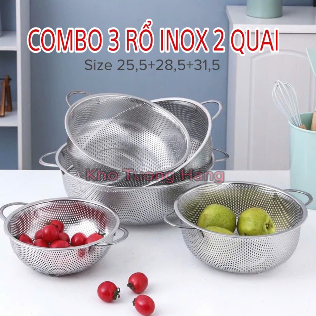 Rổ inox 304 đa năng lỗ lưới nhỏ dày - Rổ tròn inox 304 có 3 chân cao ...