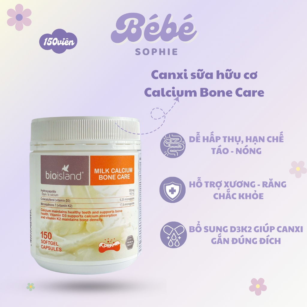 Viên Sữa Milk Canxi Bone Care BioIsland Bổ Sung Canxi cho mẹ bầu 150v ...