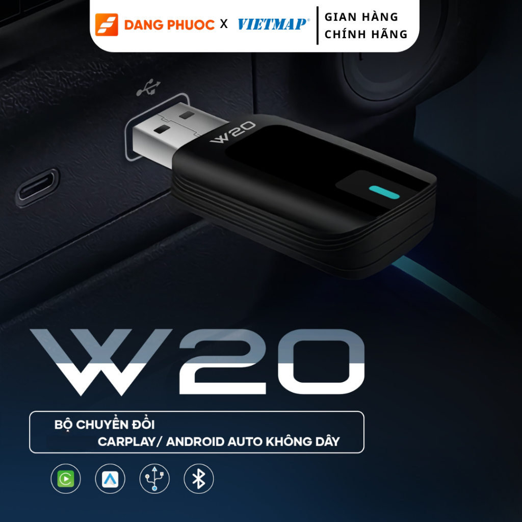 Thiết bị chuyển đổi CARPLAY/ ANDROID AUTO không dây VIETMAP W20 ...