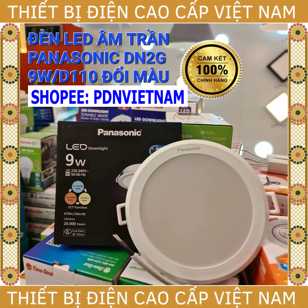 (Panasonic) Đèn Led âm trần ĐỔI MÀU Panasonic 9W Downlight DN 2G, mã NNV70090 và NNV70950, chính ...
