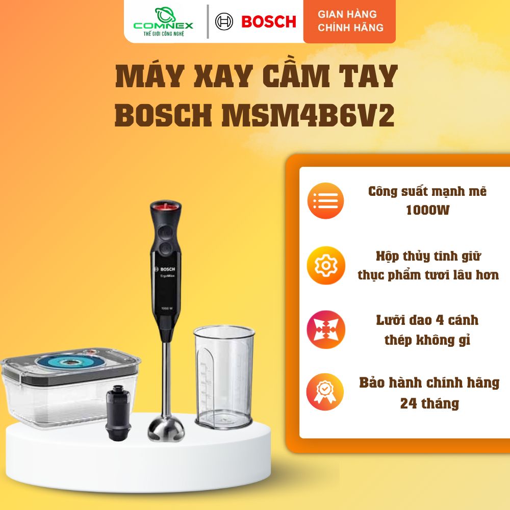 Máy xay sinh tố cầm tay ErgoMaster Series 4 Bosch MSM4B6V2, 1000W ...