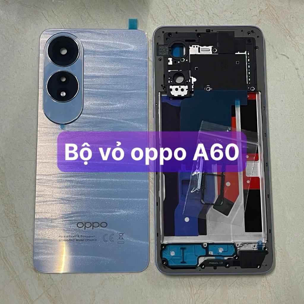 bộ vỏ sườn oppo A60 ,full bộ zin kèm đủ khay sim và kính camera ...