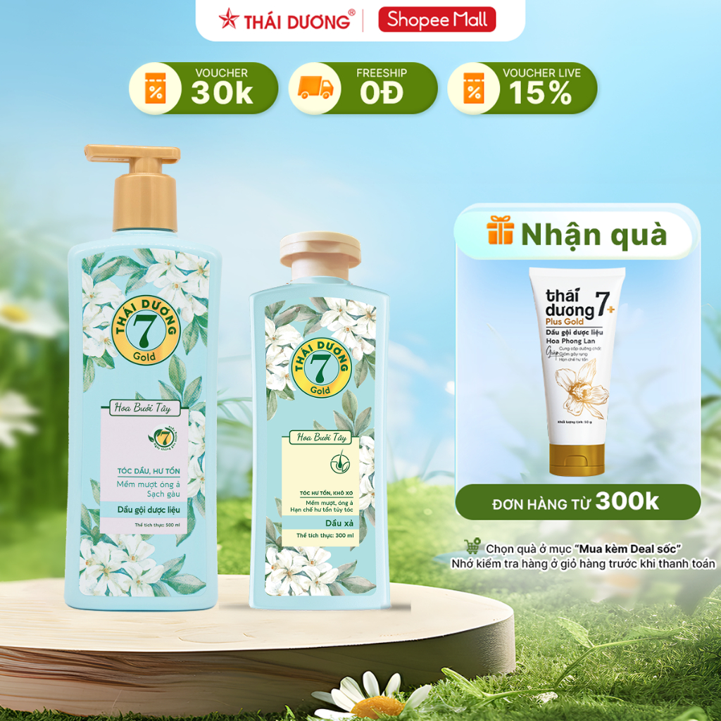 Dầu gội dược liệu Thái Dương 7 Gold hoa bưởi tây 500ml /Cặp Dầu gội,xả Thái Dương 7 200ml _Sao ...