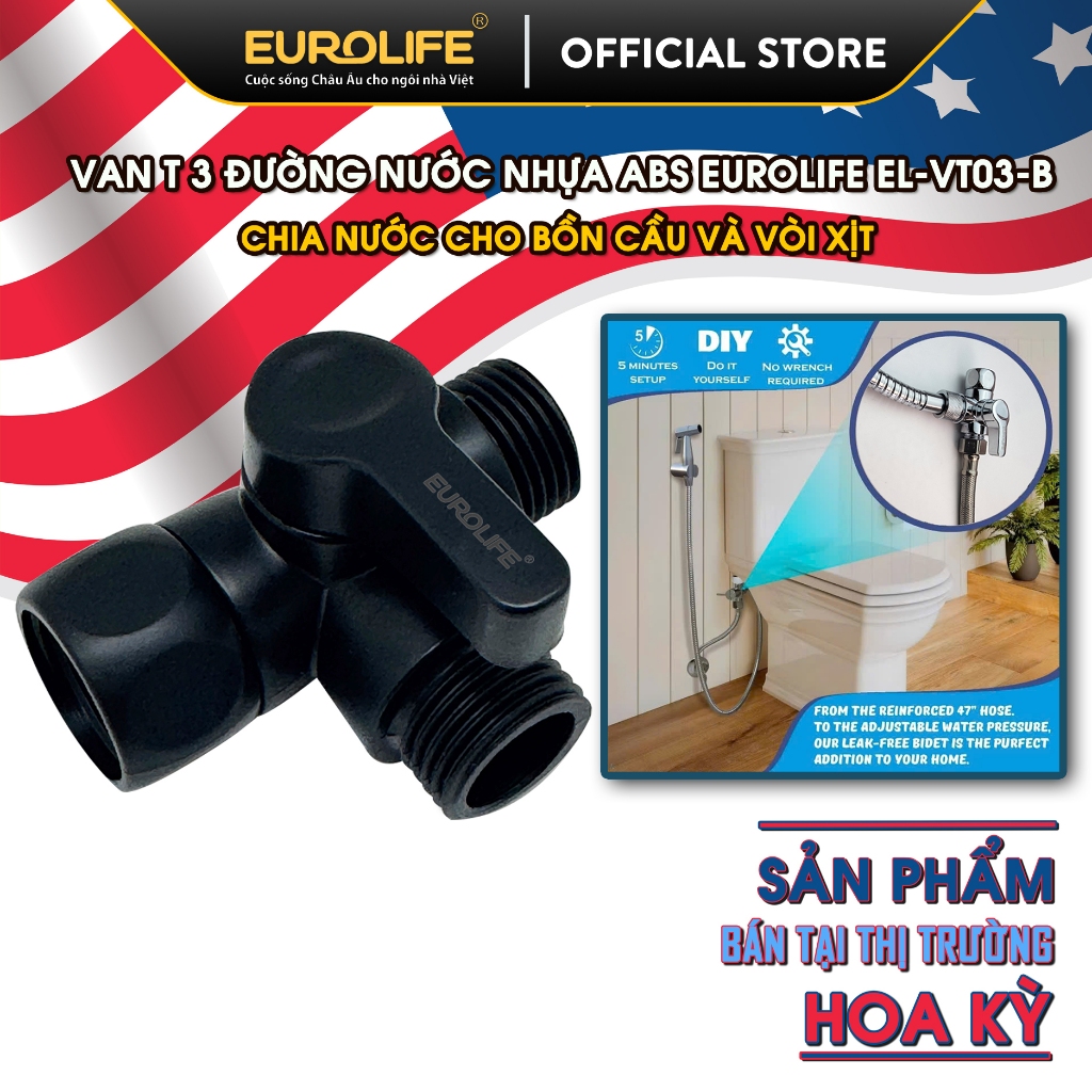 Van T 3 đường nước 21mm dùng chia nước cho bồn cầu và bộ xịt vệ sinh ...