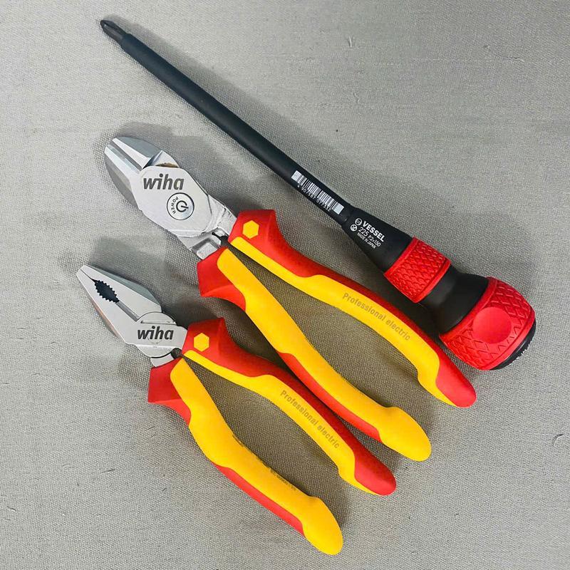 COMBO008 Kìm điện 26708, cắt cộng lực 38191 Wiha, Tô vít Nhật Vesel 225 ...