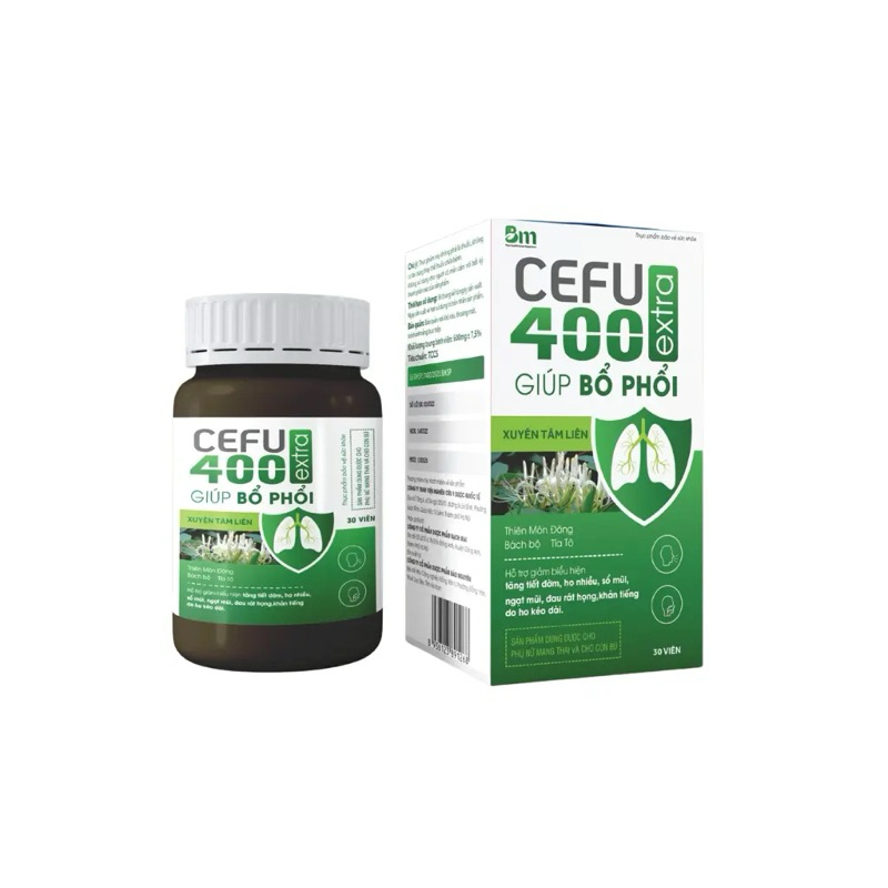 Viên uống Cefu 400 Extra giúp bổ phế, hỗ trợ giảm ho, đau rát họng (Hộp ...