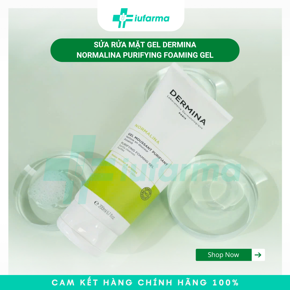 [CÔNG TY] Gel Rửa Mặt Tạo Bọt Sạch Sâu Cho Da Dầu Nhạy Cảm Dermina ...