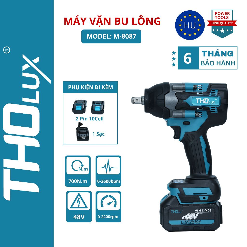 Máy vặn/ bắn Bulong Tholux M-8087 Không Chổi Than, Lực Siết 700N.m Mở Vặn Ốc Xe Tải | Shopee ...