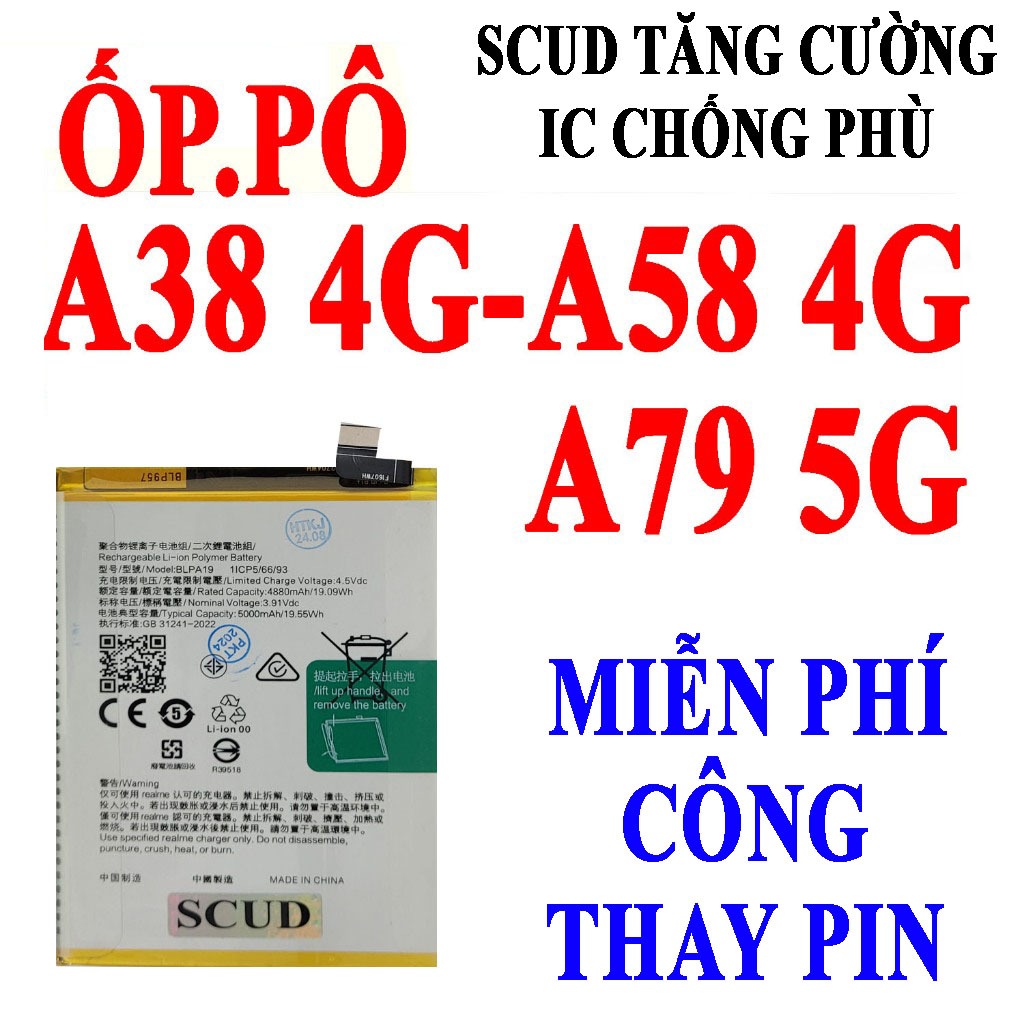 Pin Scud cho Oppo A58 4G/A38 4G/A79 5G BLPA19 5000mAh | Shopee Việt Nam