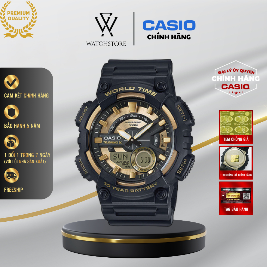 Đồng Hồ Điện Tử Nam Casio WATCHSTORE AEQ-110BW-9AVDF Thiết Kế Mặt Kính ...