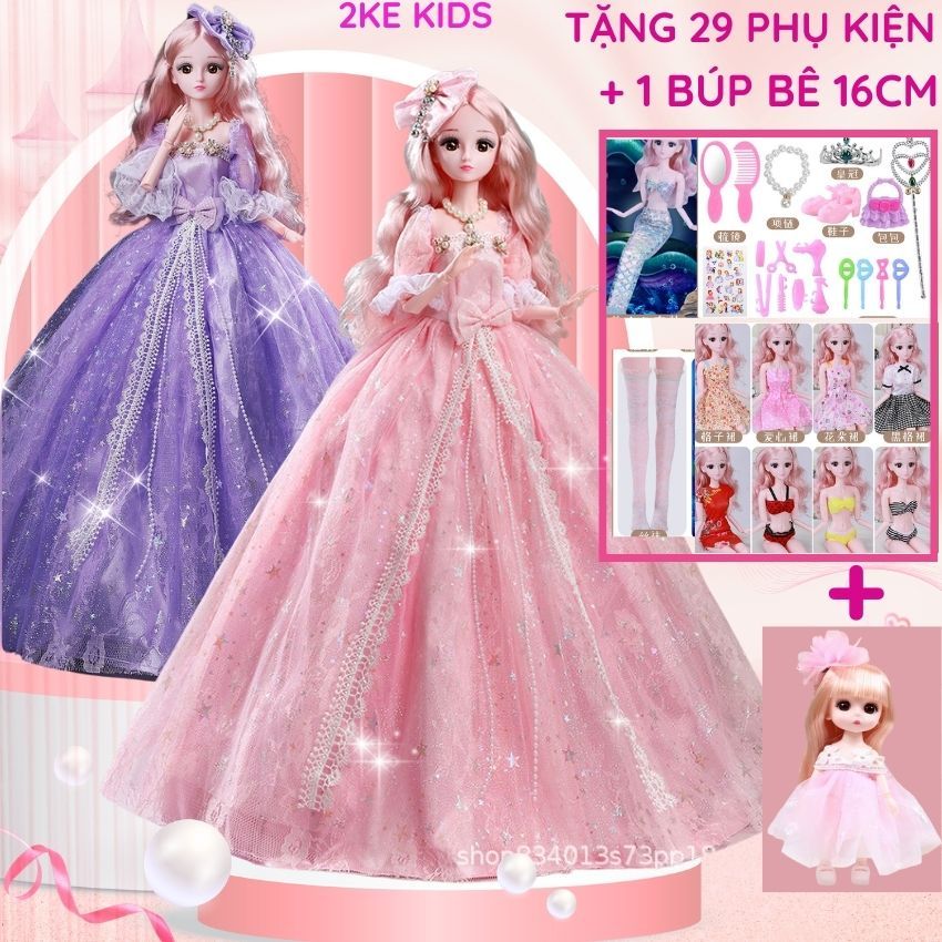 Búp bê barbie cỡ lớn,đồ chơi búp bê cho bé,có nhạc kèm bộ 29 phụ kiện ...