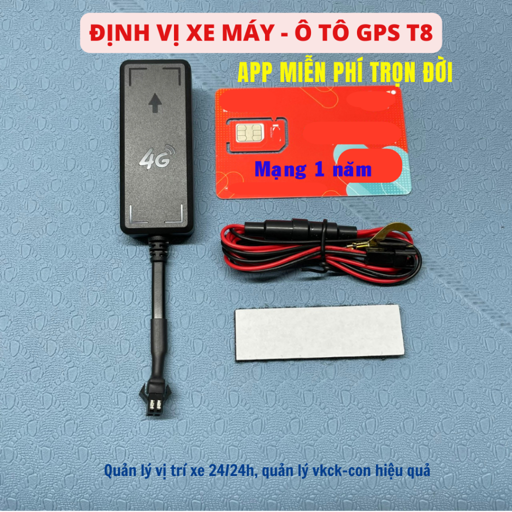 Định vị xe máy, ô tô phiên bản 4G 2025, định vị chính xác, ứng dụng tiếng việt, quản lý xe tốt ...