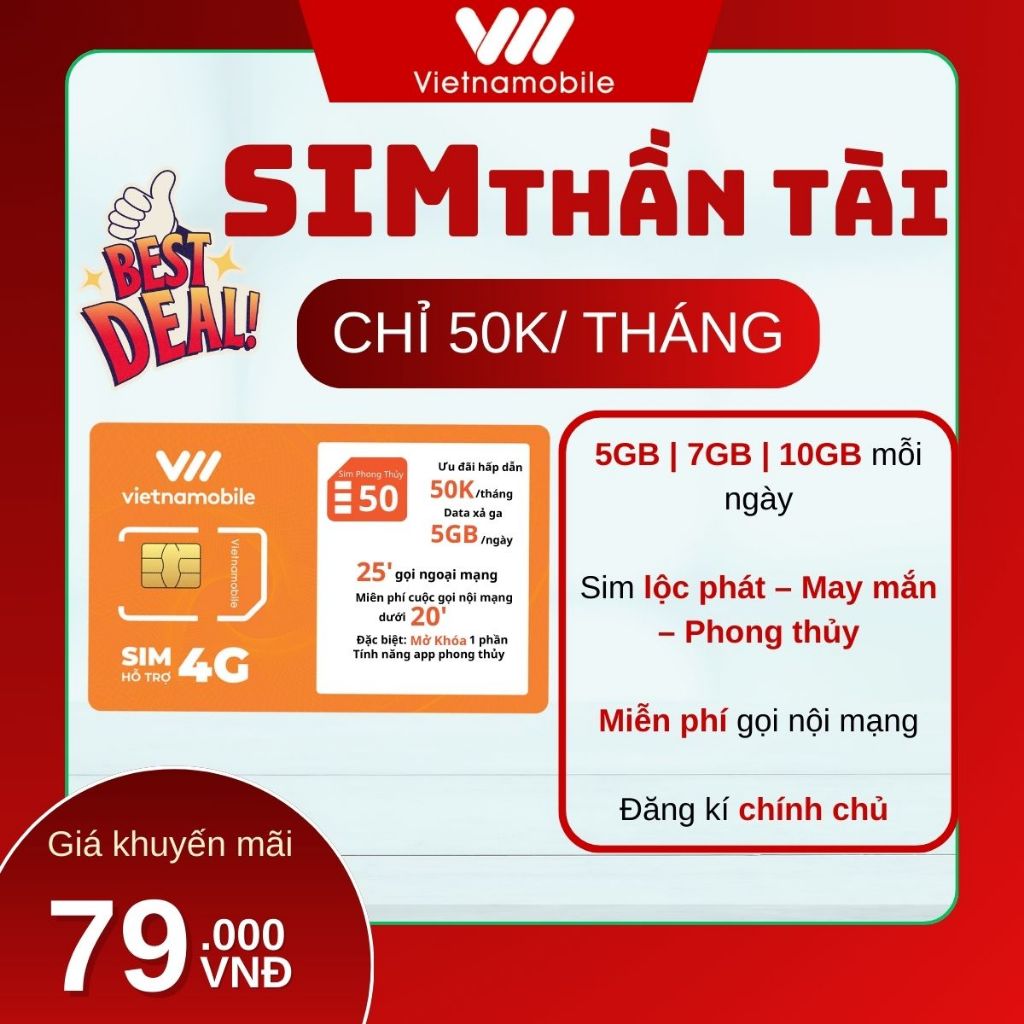Sim Thần Tài 4G Vietnamobile - Chính Chủ - Không Đăng Ký TK - Dùng Ngay - Check Sóng Trước ...