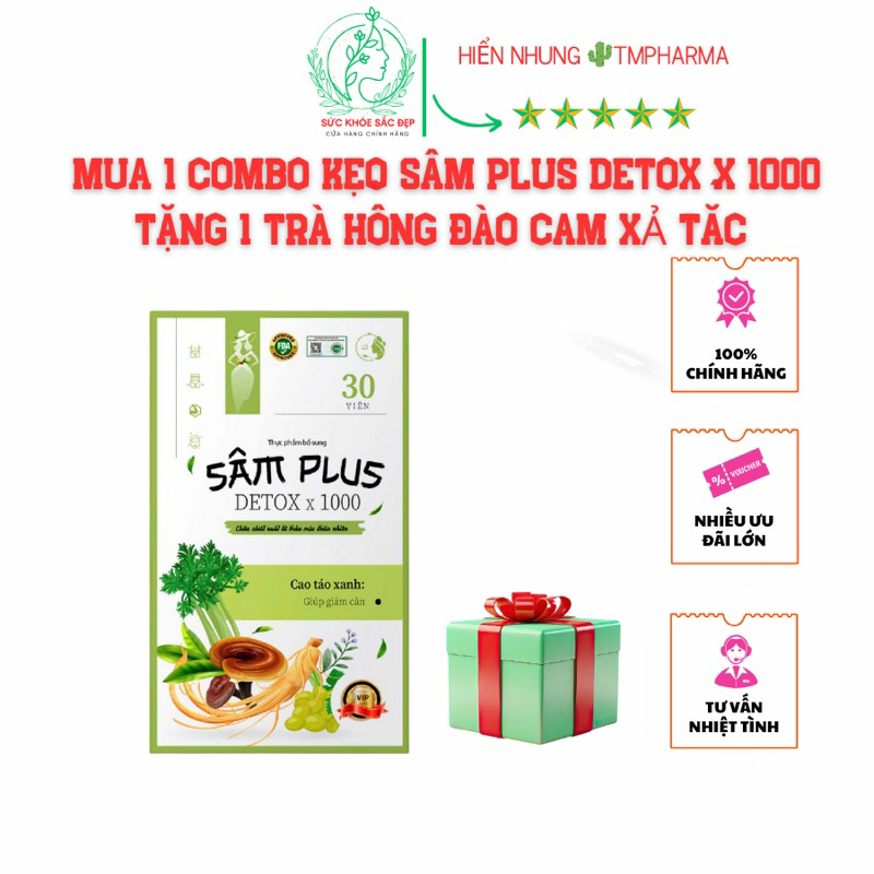 Tách lẻ từ 15 cái Kẹo đến 2hộp giảm cân sâm plus detox X1000 hỗ trợ đốt ...