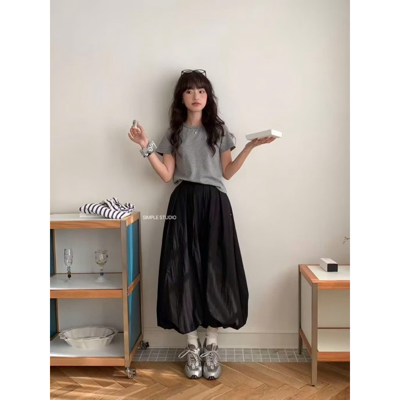 [Emmshop] Chân Váy Bí Dài 2 Màu Đen, Trắng Chất Gió Siu Xinh Ulzzang ...