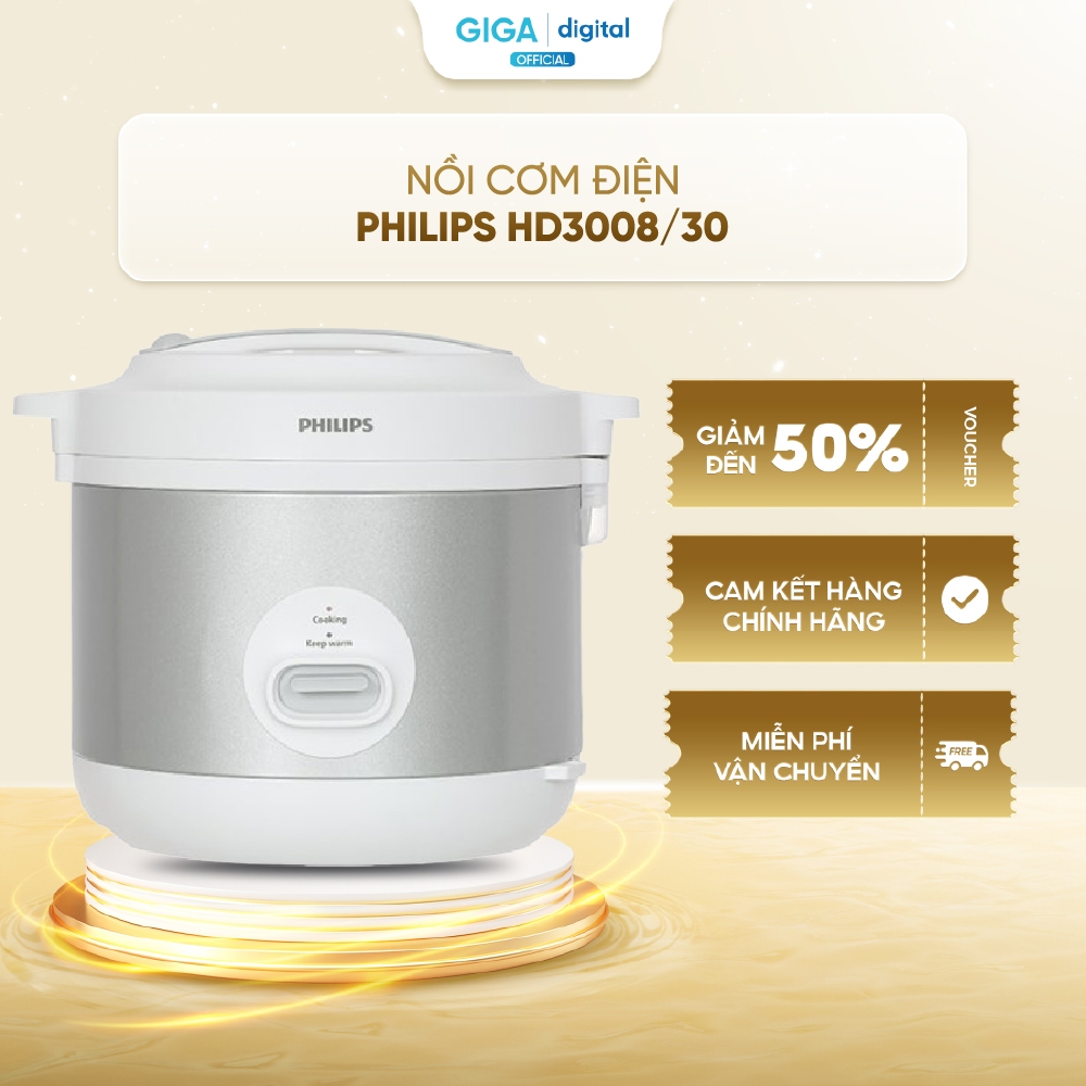 Nồi cơm điện nắp gài Philips 1.8 lít HD3008/30 - Công suất 780W ...