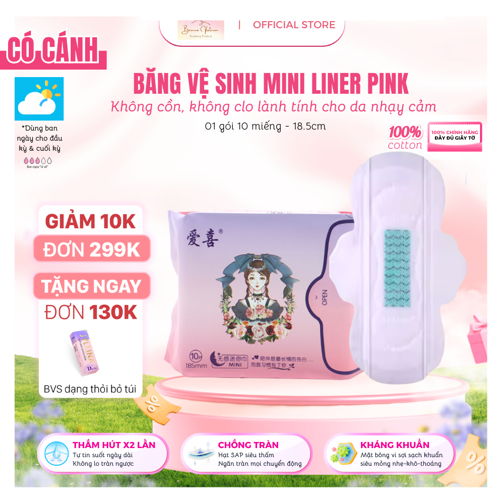 [Hàng Ngày-Có Cánh] Băng Vệ Sinh Mini Pad Pink (10 Miếng/Gói) - Lõi ...